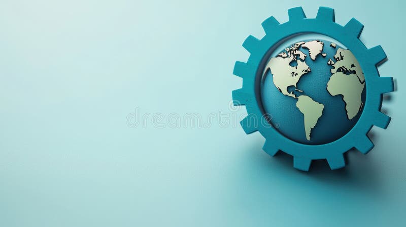 Gear with Earth Globe Concept Representing Global Industry and ...