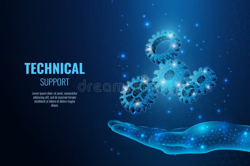 Gear Engine. Technical Wireframe Hand. for Digital Support Team ...