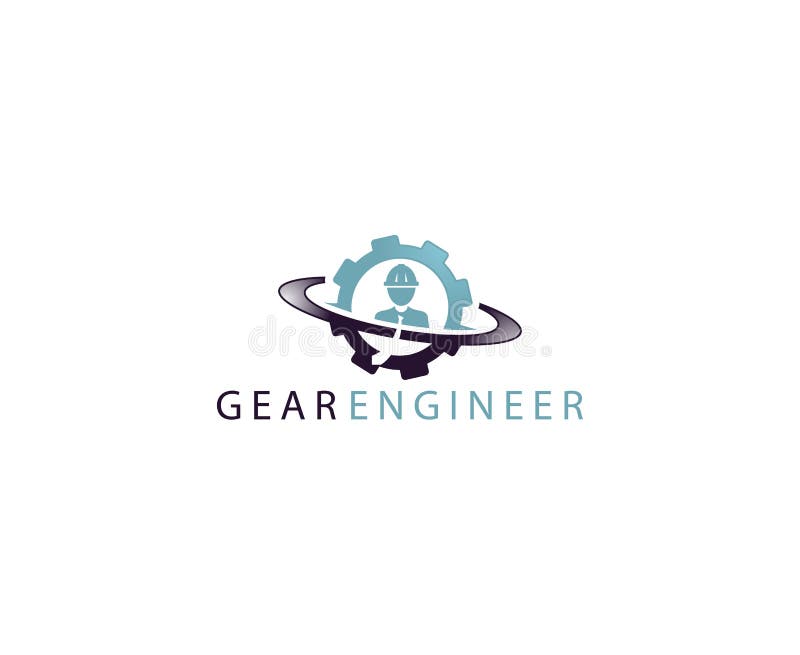 Gear with Engineer Icon Vector Logo. Industrial Theme Worker Man in ...