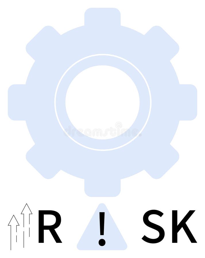 Gear with Exclamation Point in Triangle Representing Risk and Arrows ...
