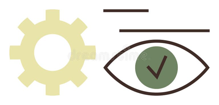 Gear and Eye with Check Mark Representing Vision and Efficiency in Process Optimization Stock ...
