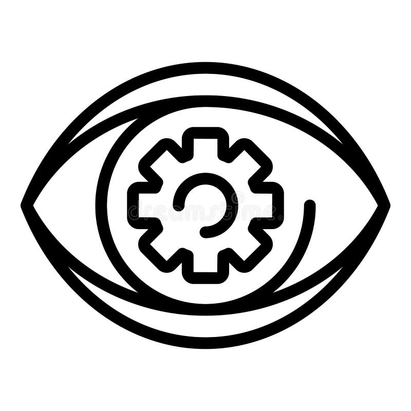 Gear in the Eye Icon, Outline Style Stock Vector - Illustration of ...