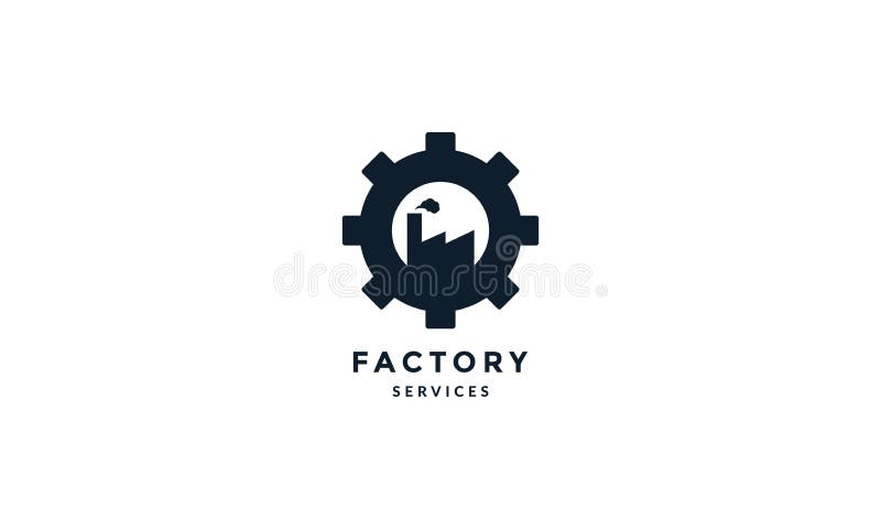 Gear with Factory Silhouette Modern Logo Vector Icon Illustration Stock ...