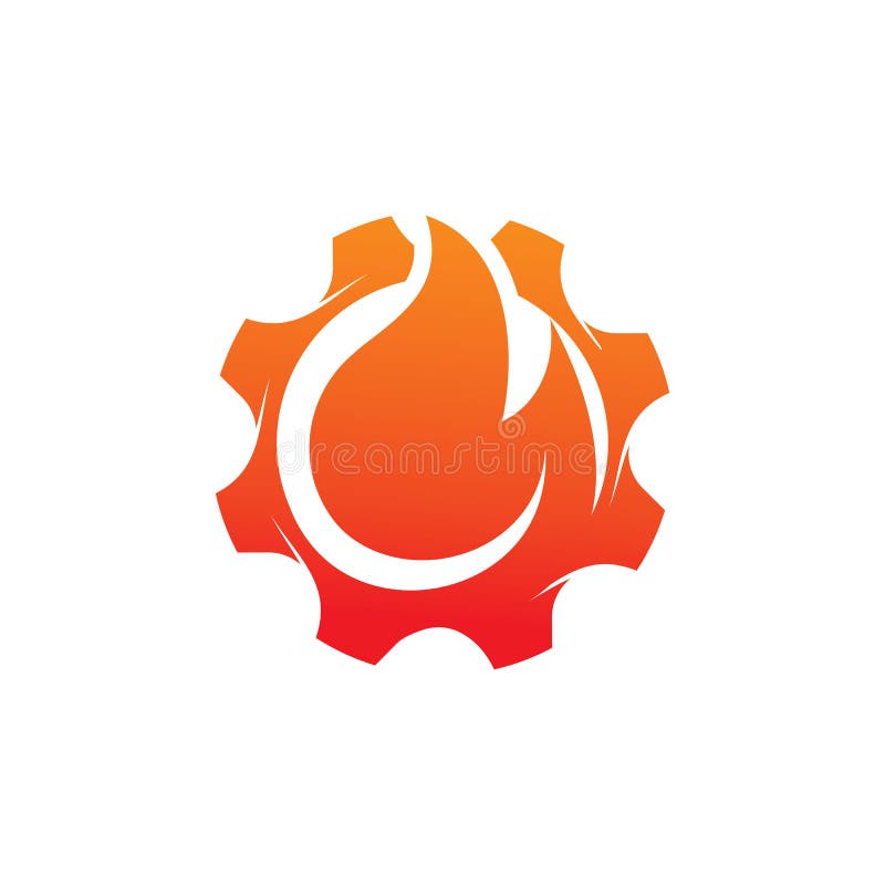 Gear with Fire Logo Template Design, Emblem, Concept Design Creative ...