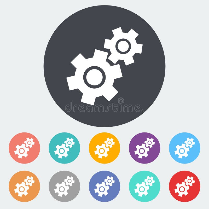 Gear flat icon. stock vector. Illustration of machine - 112691903