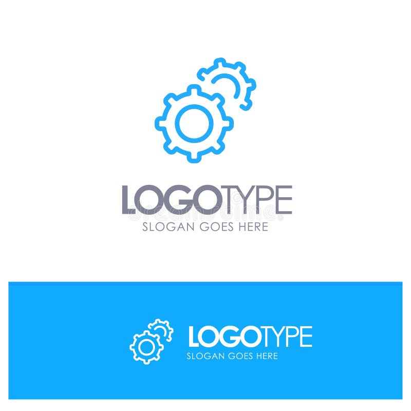 Gear, Gears, Setting Blue OutLine Logo with Place for Tagline Stock ...