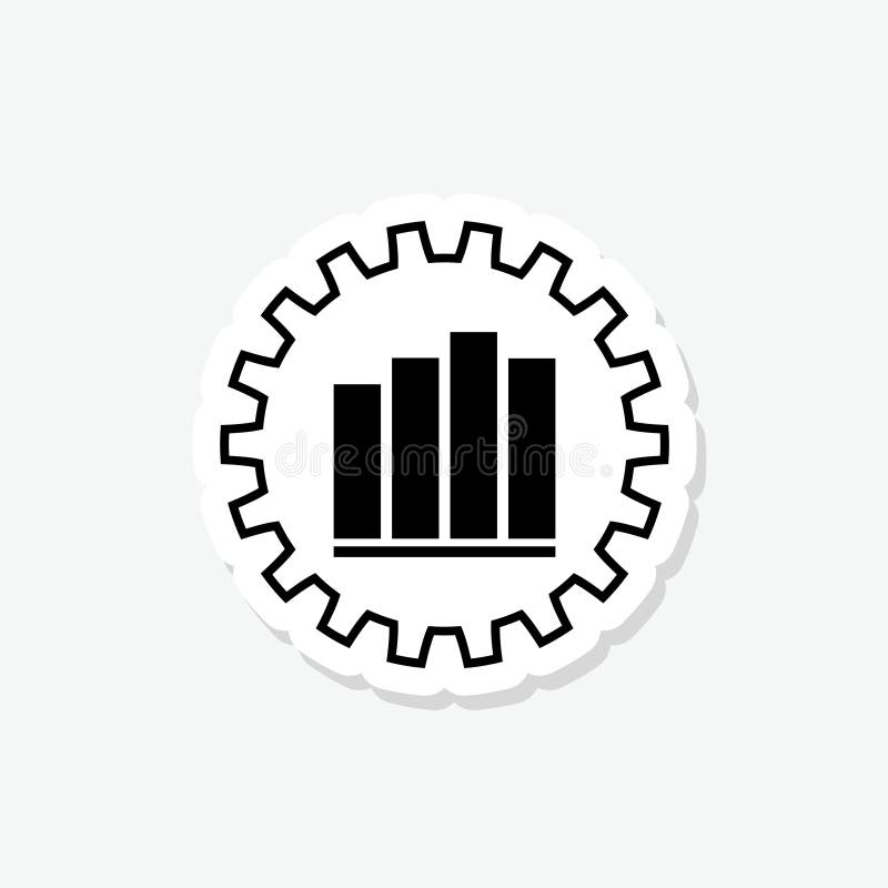 Gear with Graphic Chart Icon Sticker Sign for Mobile Concept and Web ...