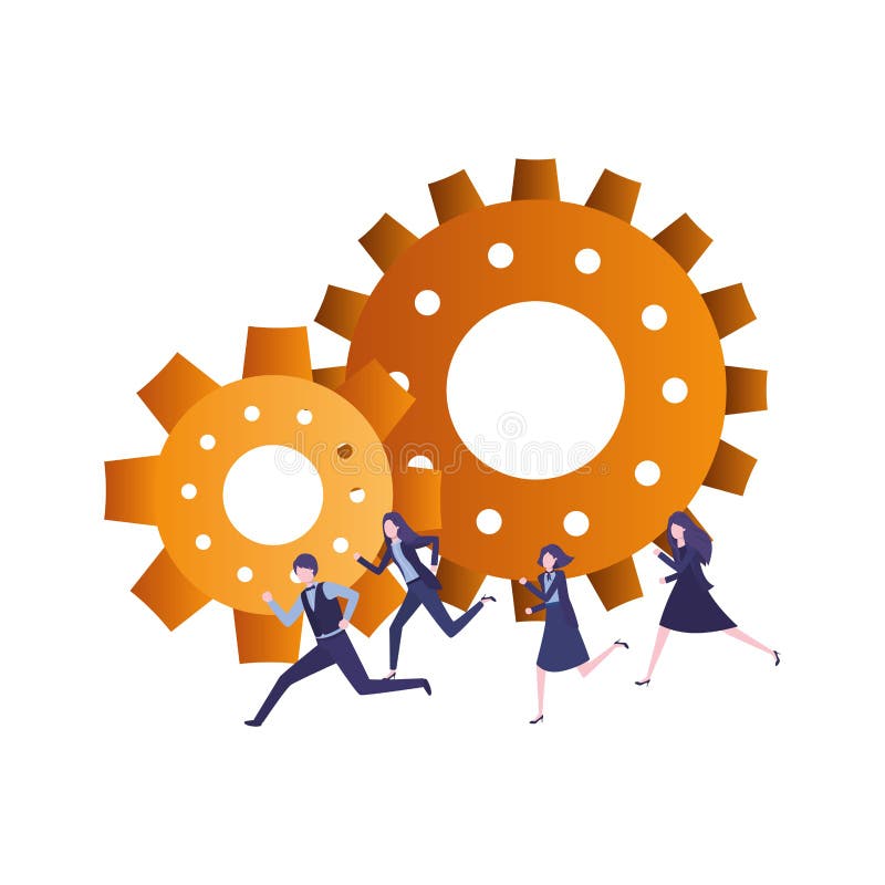 Gear with Group of Businessmen Avatar Character Stock Vector ...