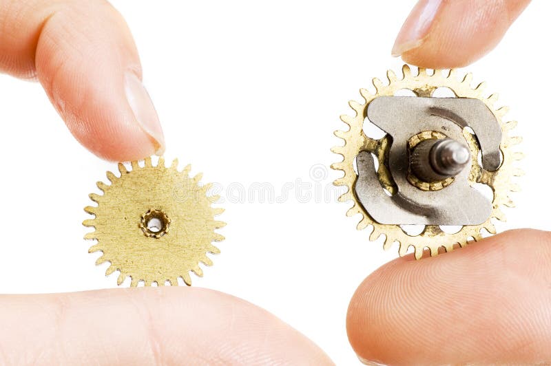 Gear in hand stock image. Image of machine, connect, steel - 17542561