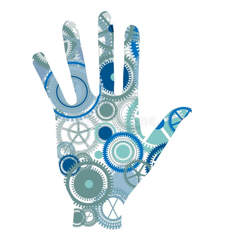 Gear Hand Drawn Mechanism on Gray Wall Stock Illustration ...