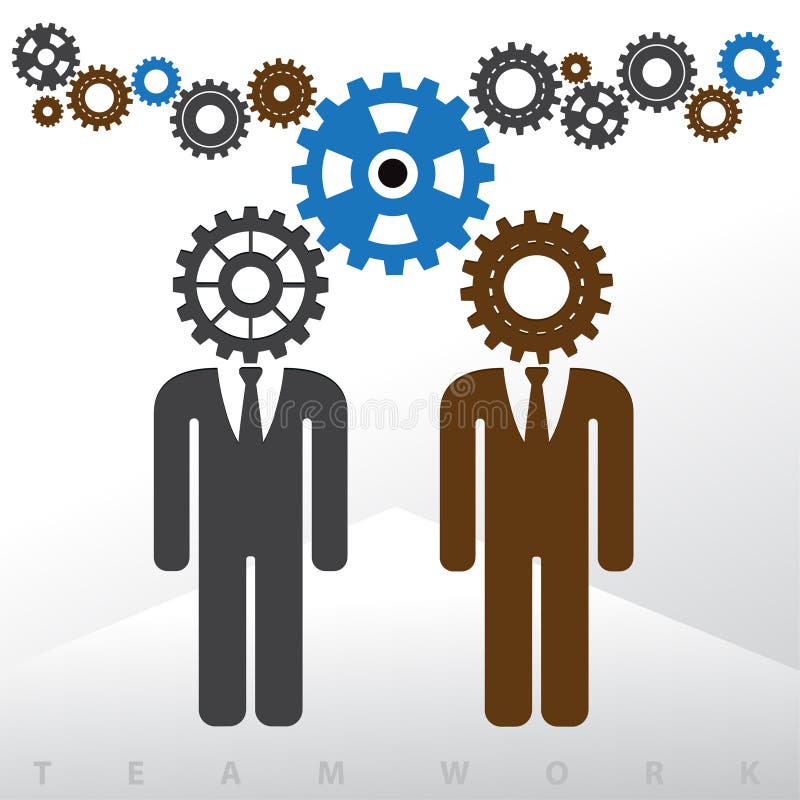 Gear Head Businessman Icon. Teamwork Stock Vector - Illustration of ...