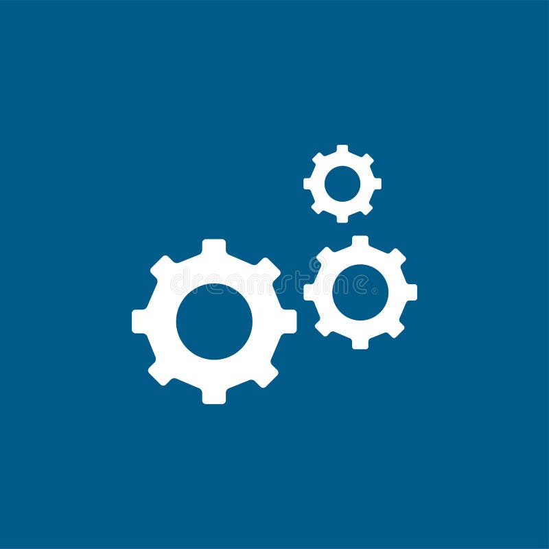 Gear Icon on Blue Background. Blue Flat Style Vector Illustration Stock ...