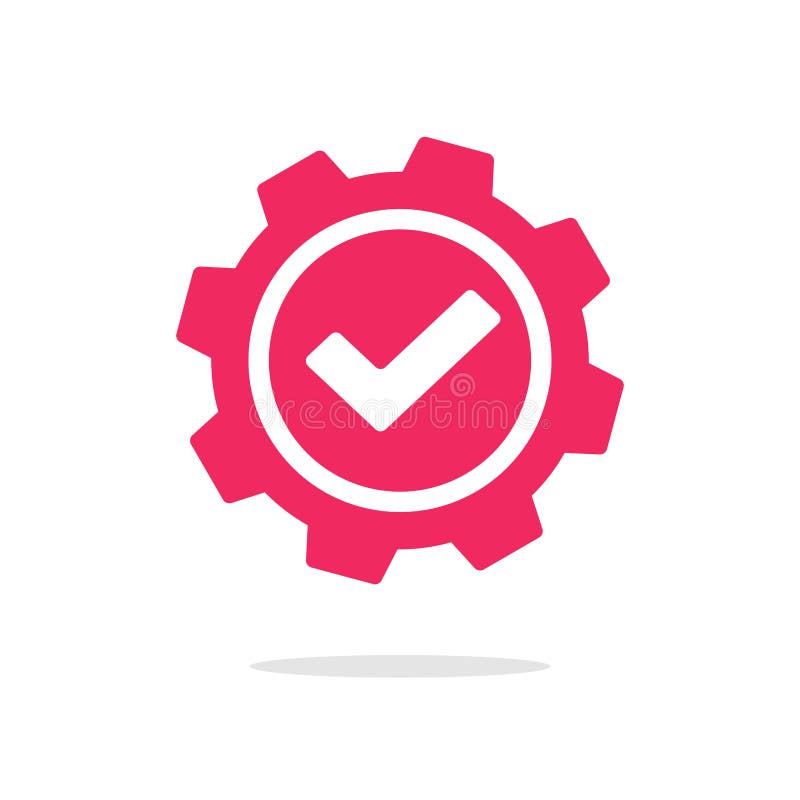 Gear Icon with Check Mark As Completed Update Settings Vector or Cog ...