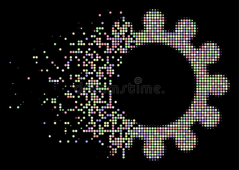Soft Dissolving Pixel Halftone Gear Icon Stock Vector - Illustration of ...