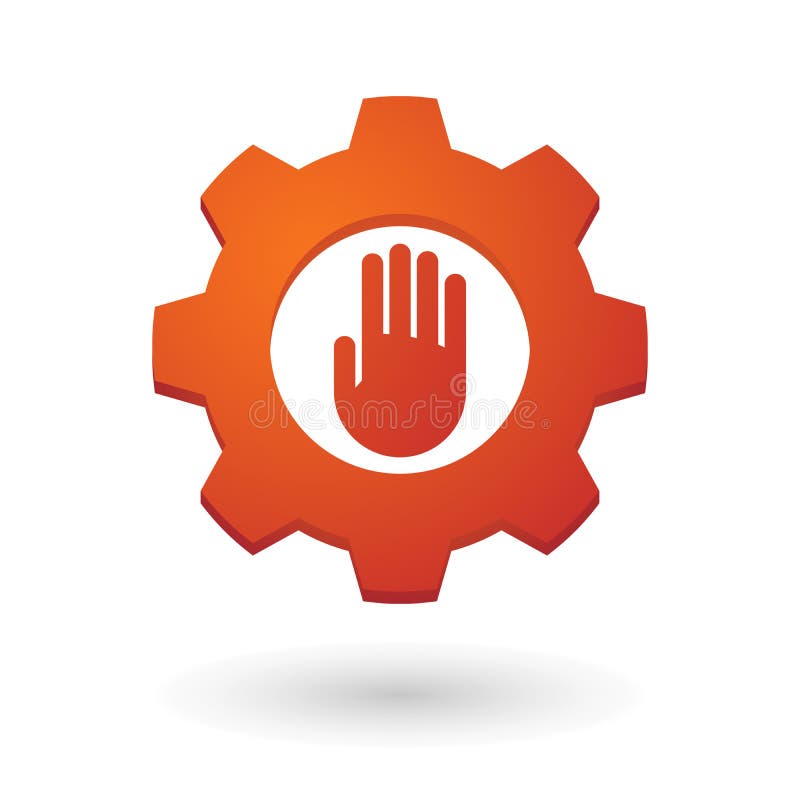 Gear icon with a hand stock illustration. Illustration of mechanical ...