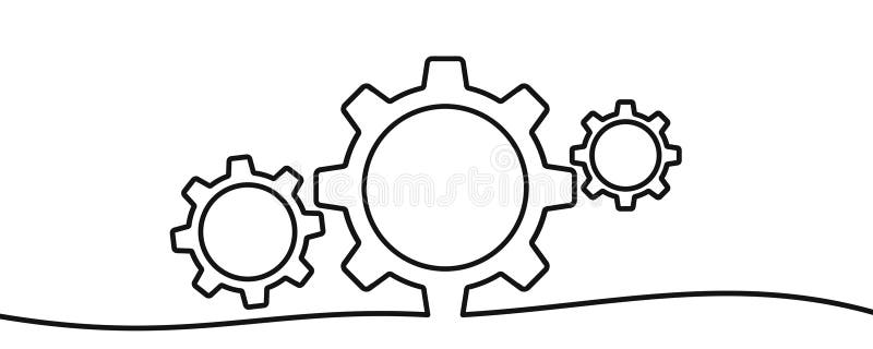 Gear Icon Mechanism, Teamwork, Staff, Partnership in Line Style Stock ...