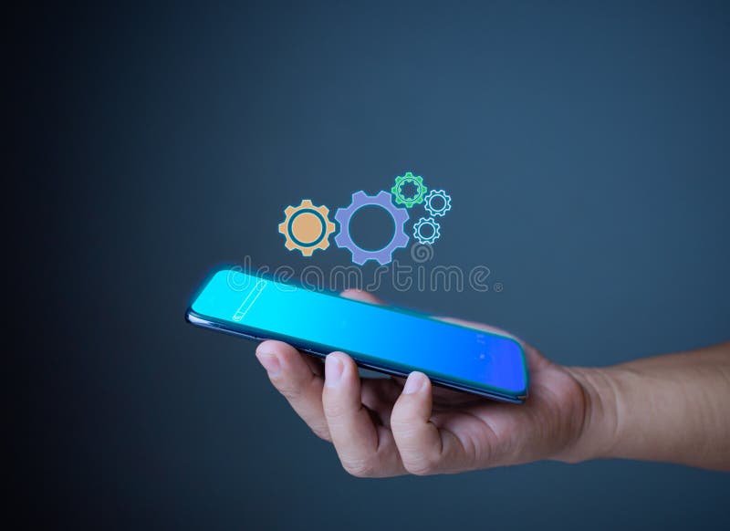 Gear Icon and Phone Propose an Idea Assistance and Technical Support ...