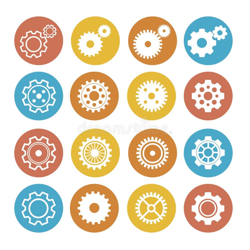 Gear Icon Set. Flat Design. Vector Stock Vector - Illustration of ...
