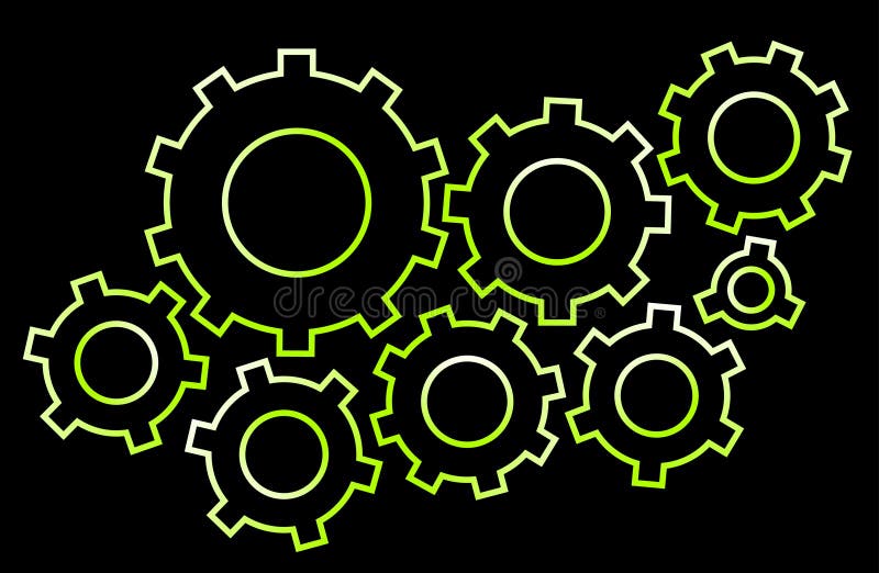 Gear Icon Set in Gradient. Working Mechanism Stock Vector ...