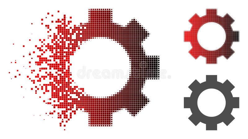 Broken Dot Halftone Gear Icon Stock Vector - Illustration of dissolving ...