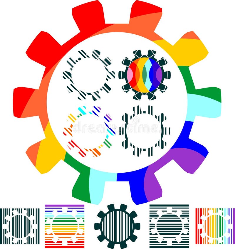 Gear Icon Striped Collection Text. Vector Illustration Stock Vector ...