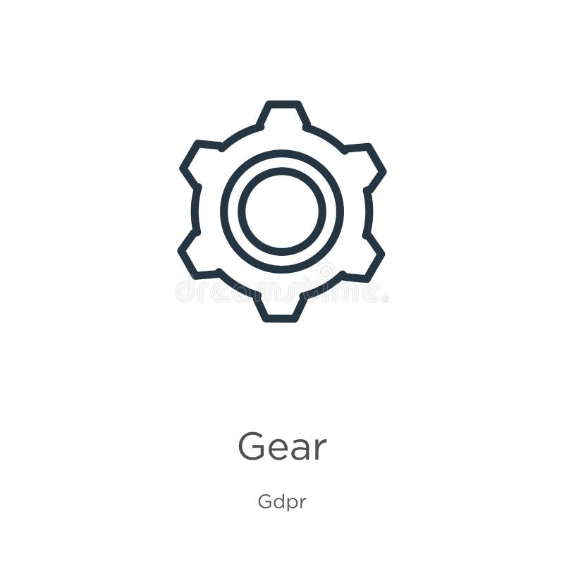 Gear Icon. Thin Linear Gear Outline Icon Isolated on White Background ...