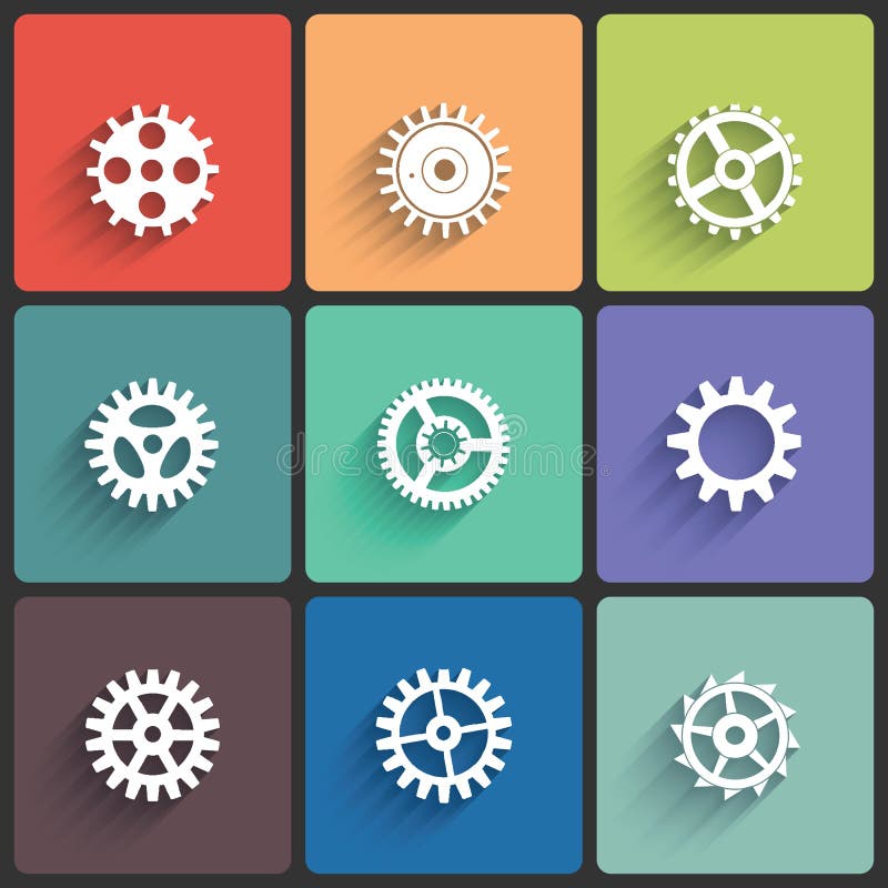 Gear Icon Vector Set stock illustration. Illustration of circle - 40094453