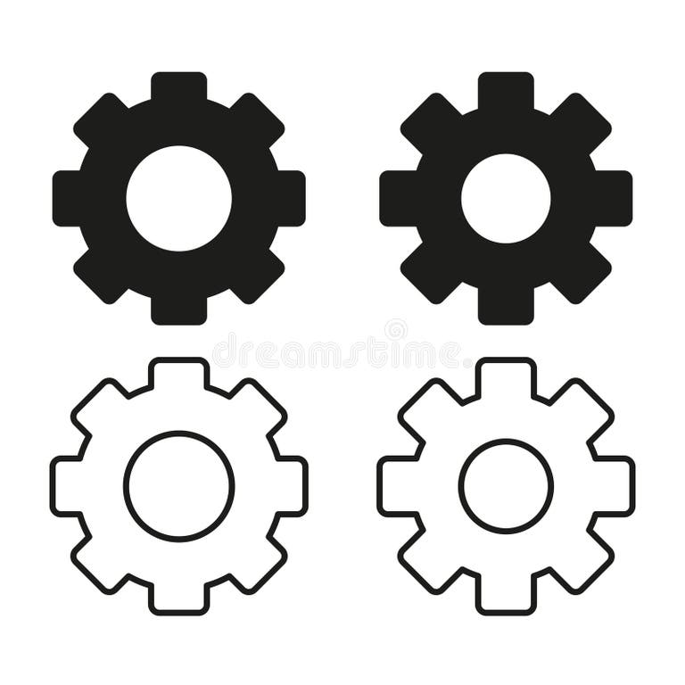 Gear Icon Vector. Settings Shape Symbol. Black White Cogs. Simple ...
