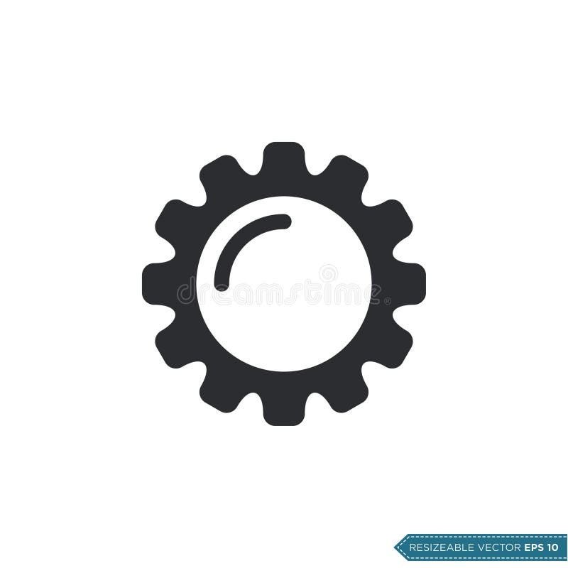 Black Color Gear Icon Vector Template, Flat Design Engineering Cogwheel ...