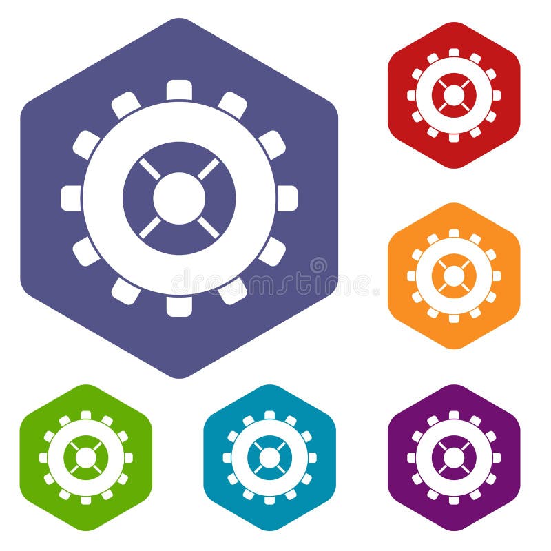 Gear icons set hexagon stock vector. Illustration of hexagon - 91343963