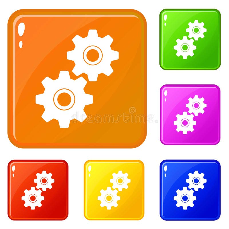 Gear Icons Set Vector Color Stock Vector - Illustration of cooperation ...