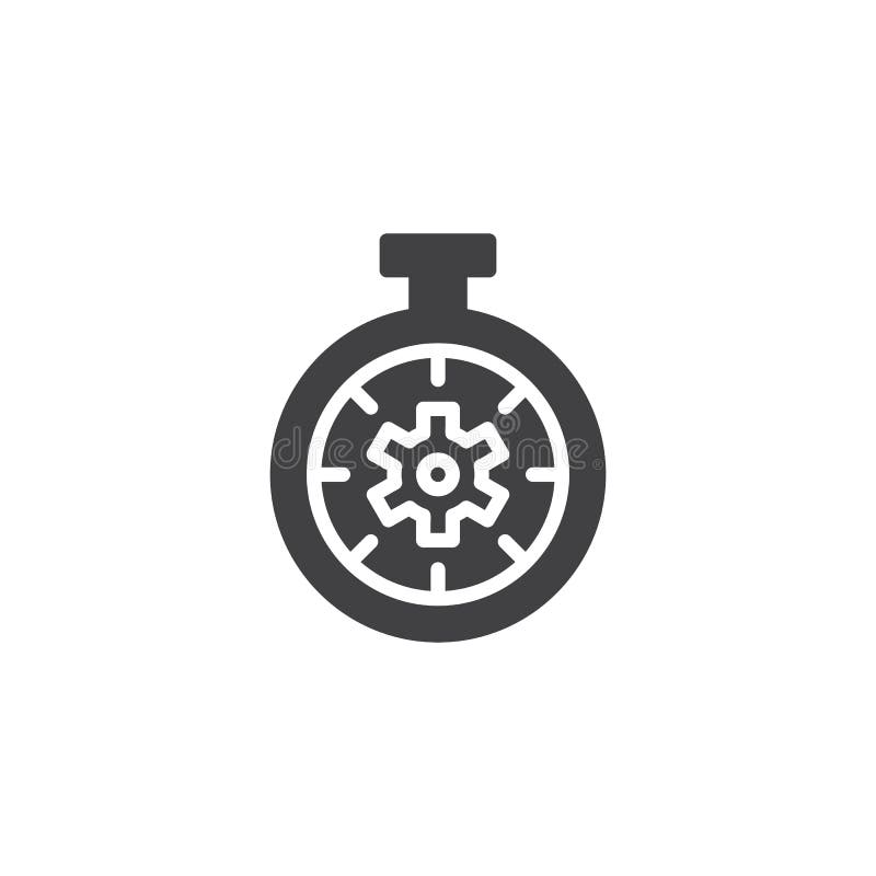 Gear Inside Stopwatch Vector Icon Stock Vector - Illustration of glyph ...