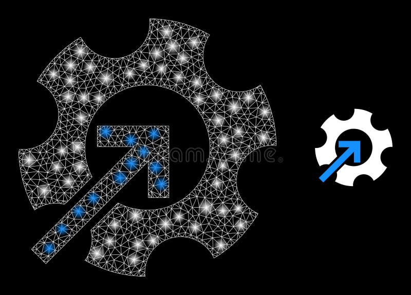 Gear Integration Icon - Triangulated Mesh with Light Spots Stock Vector ...