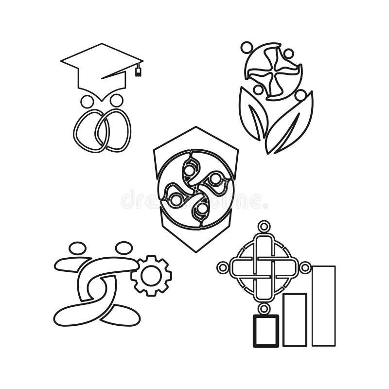 Gear Leaf Education Commitment Teamwork Together Outline Logo Stock Vector - Illustration of ...