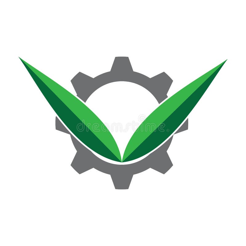 Gear leaf logo stock illustration. Illustration of tree - 195405285