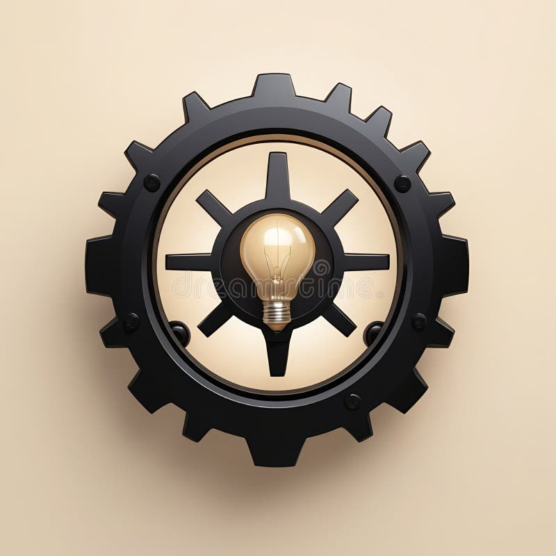 Gear and Light Bulb stock illustration. Illustration of strategy ...