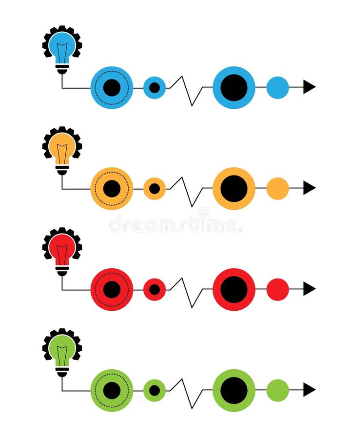 Gear Light Bulb Electric Circuit Scheme Different Colors Set Stock ...
