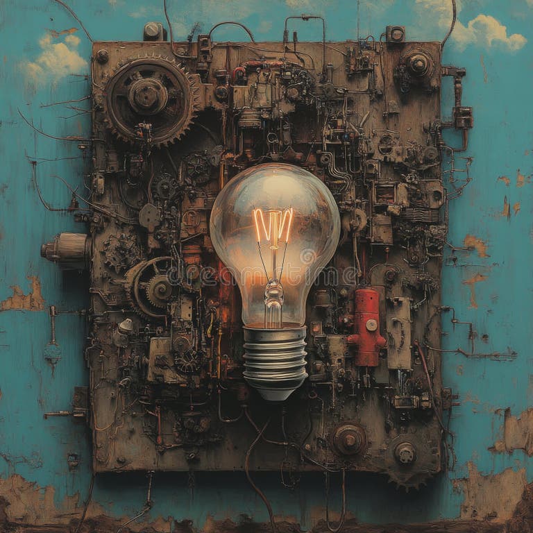 A Gear with a Light Bulb Inside, Symbolizing Ideas, Innovation, and ...