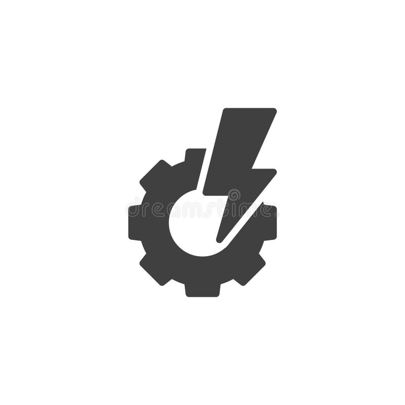 A Gear with a Lightning Bolt Vector Icon Stock Vector - Illustration of ...