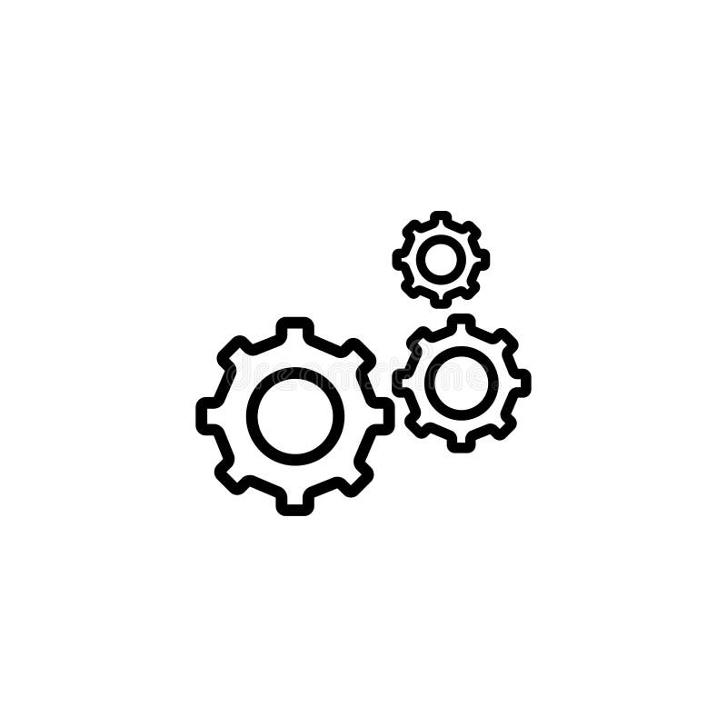 Gear Line Icon in Flat Style Vector for App, UI, Websites. Black Icon ...
