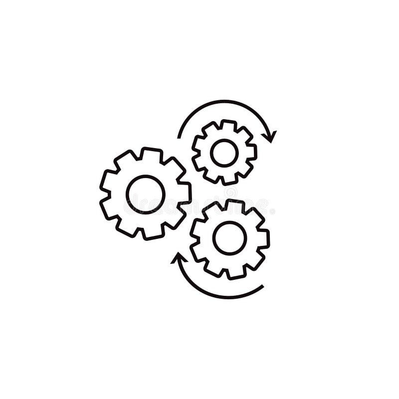 Gear Line Art Vector Icon. Outline Symbol of Cog Wheel. Engineering ...