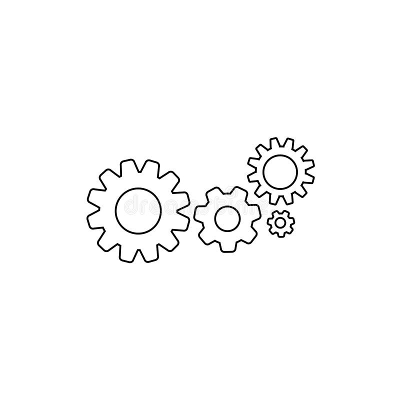 Gear Line Icon Vector Template in Flat Stock Vector - Illustration of ...