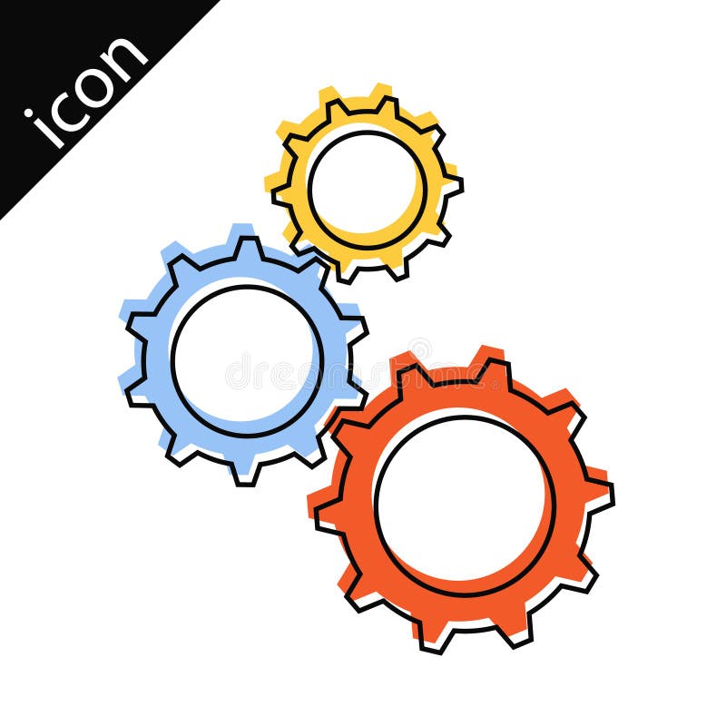 Gear Lines of Mechanism. Mechanism Gear Icon with Border Lines Stock ...