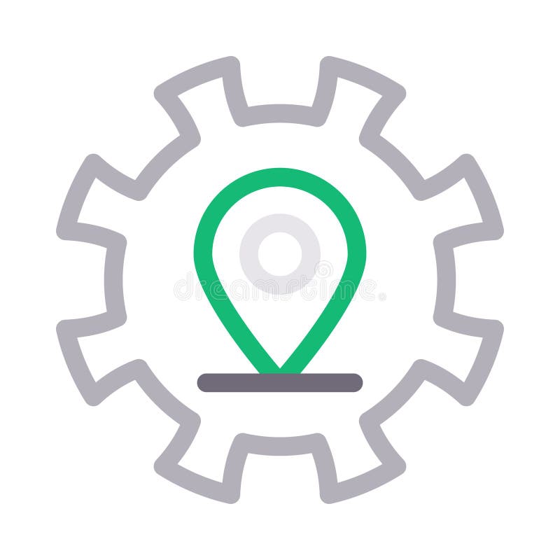 Gear Location Vector Color Line Icon Stock Illustration - Illustration ...