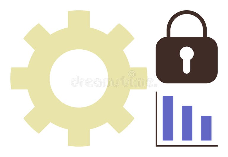Gear, Lock, and Bar Chart Representing Security and Data Analysis ...