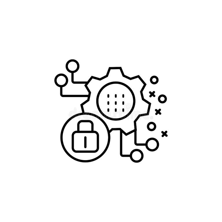 Gear Lock Chip Security Icon. Element of Cyber Security Icon Stock ...