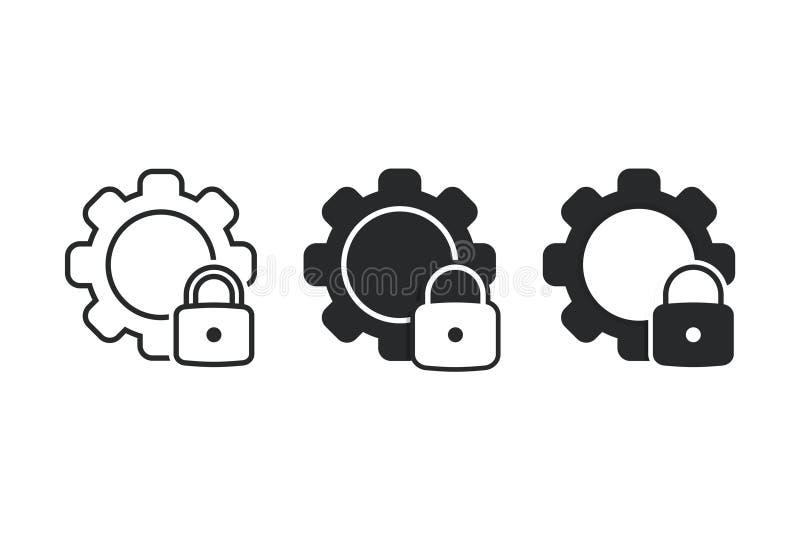 Gear Lock Icon. Illustration Vector Stock Vector - Illustration of ...