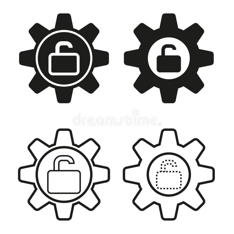 Gear Lock Icons. Vector Symbol. Padlock Outline. Security Settings ...