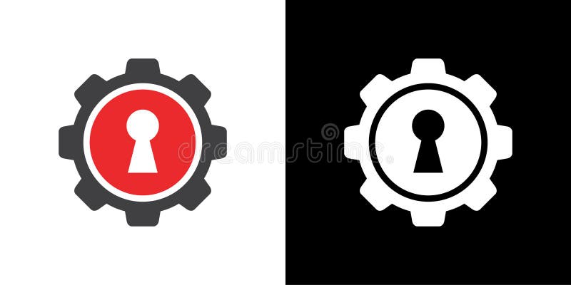 Gear Lock Logo Template, Cogwheel with Keyhole Logo Icon Design ...