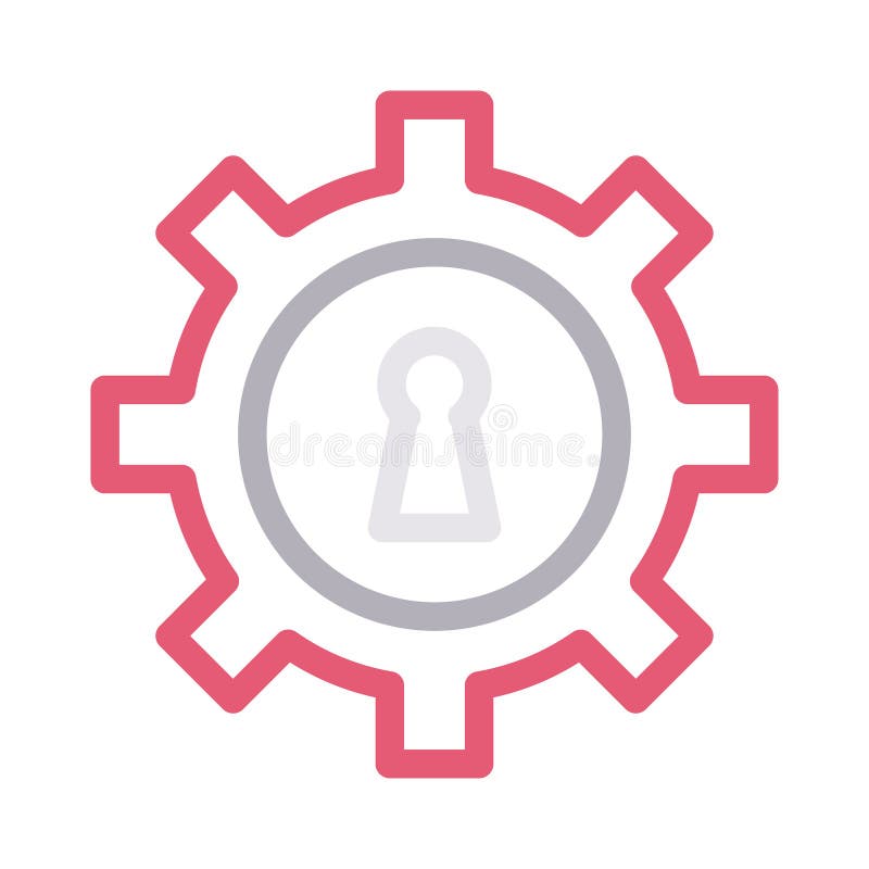Gear Lock Vector Color Line Icon Stock Illustration - Illustration of ...